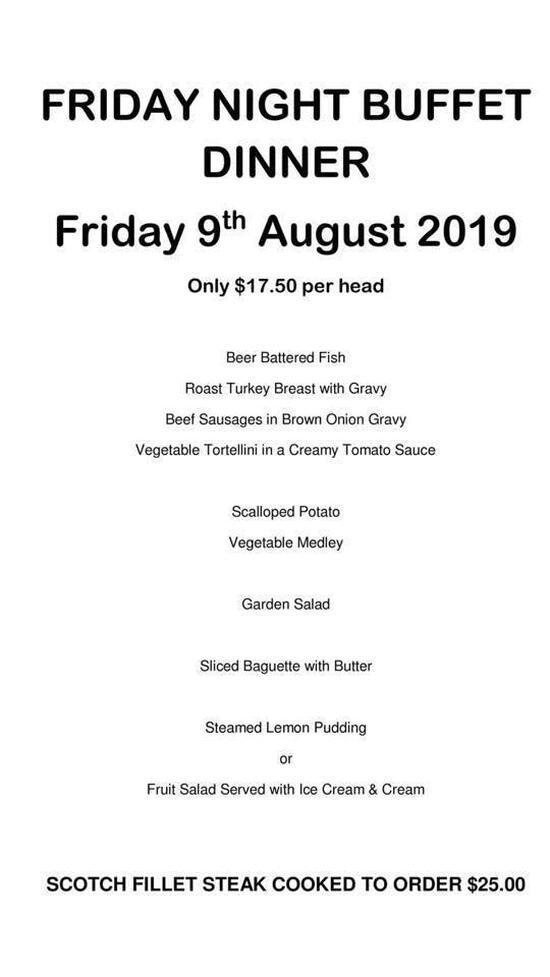 Menu at Mornington RSL restaurant, Mornington