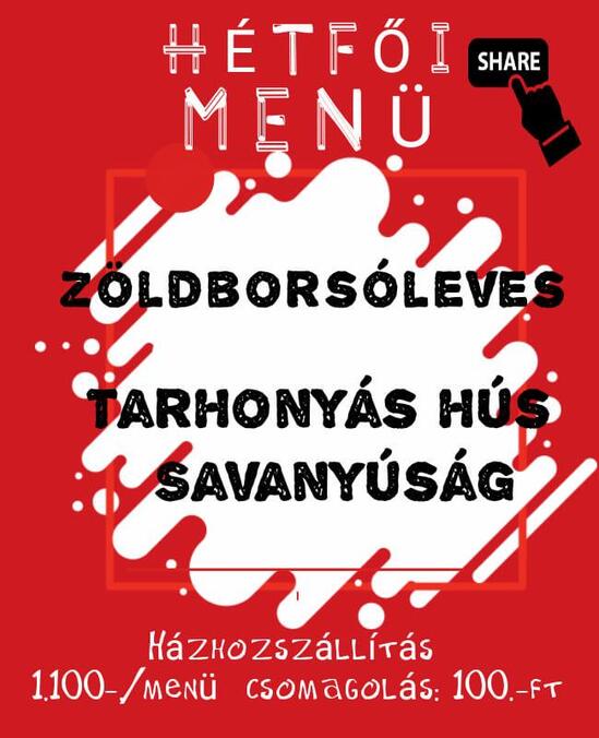 Menu at Bori Pizzéria & Étterem restaurant, Nagyvisnyó
