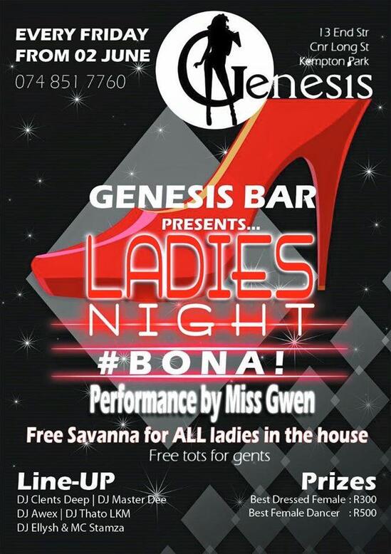 Menu at Genesis Bar & Restaurant, Kempton Park