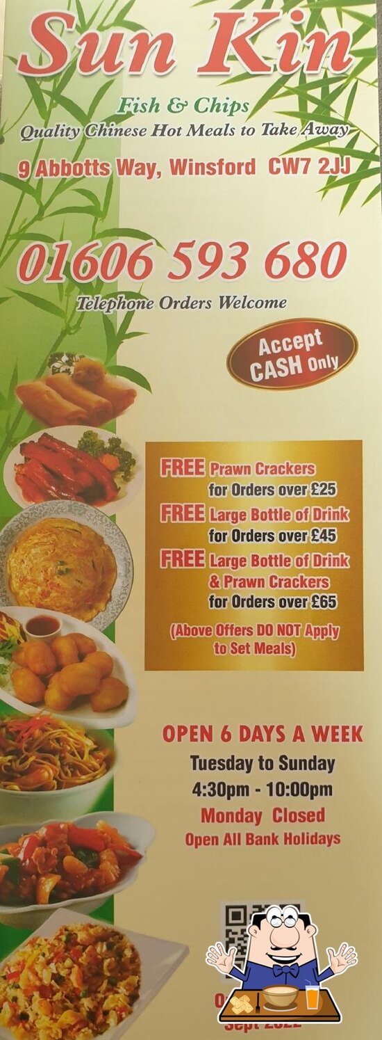 Menu at Sun Kin restaurant, Winsford
