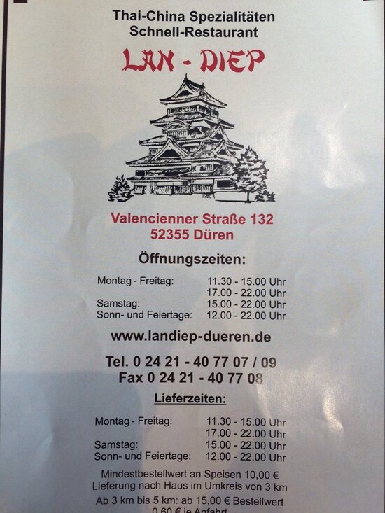 Speisekarte von Lan-Diep fast Food, Düren