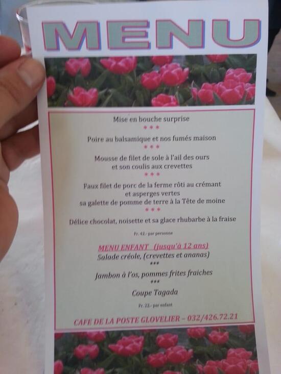 Menu at Restaurant de la Poste, Glovelier