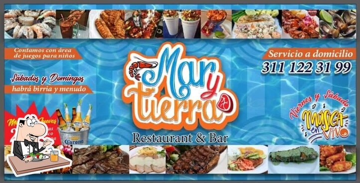 Menu at Mariscos Mar y Tierra restaurant, Tepic