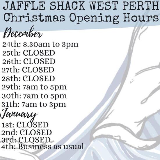 Menu at The Jaffle Shack restaurant, Subiaco, 95 Rokeby Rd