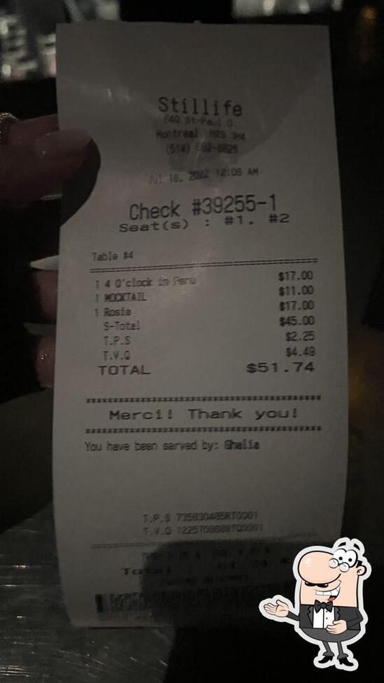 Menu at STILLIFE pub & bar, Montréal