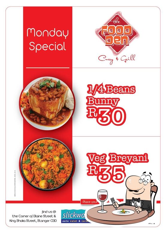 Menu at The Food Den restaurant, KwaDukuza