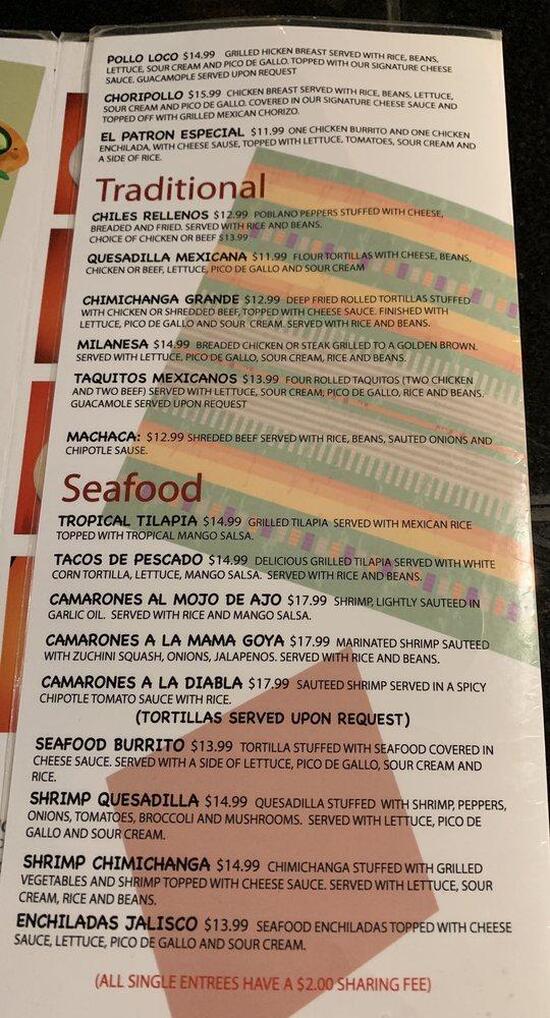 Menu at El Patron Mexican Grill & Cantina restaurant, Chardon, 301 ...