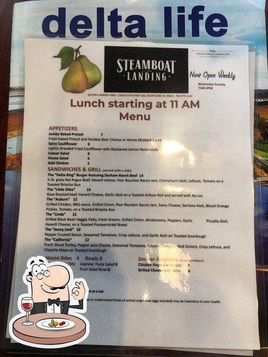 Menu at Steamboat Landing cafe, Courtland