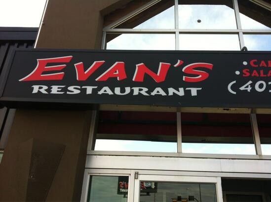 Menu at Evans pizzeria, Drumheller