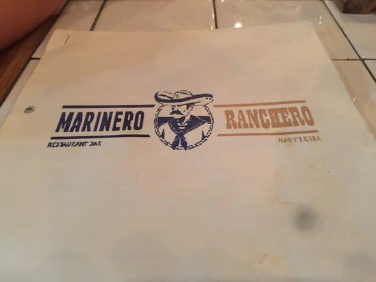 Menu at Marinero Ranchero restaurant, Puerto Vallarta, Blvd. Francisco ...