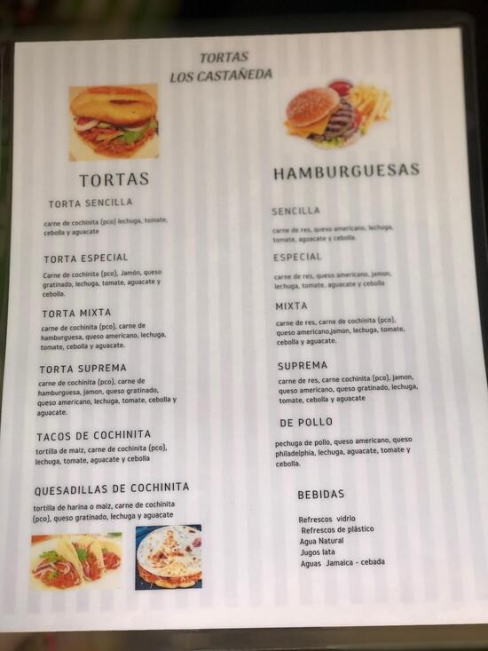 Menu at Tortas Los Castañeda restaurant, San Ignacio