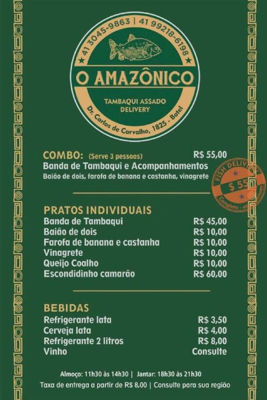 Menu at O Amazônico restaurant, Curitiba, Alameda Doutor Carlos de ...