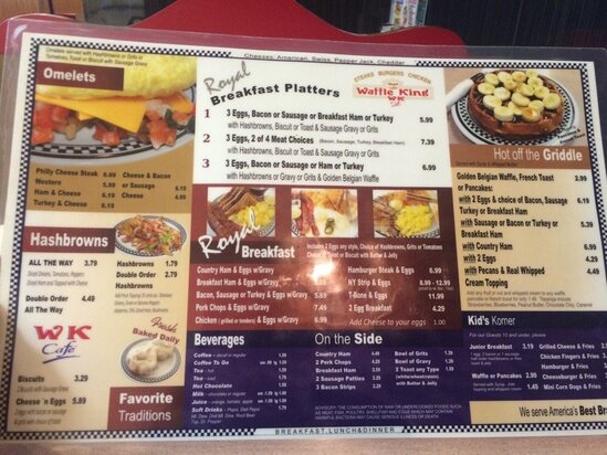 Menu at Royal Waffle King restaurant, Somerset