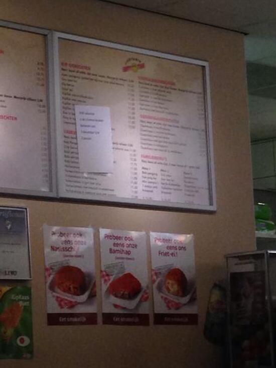 Menu at Happy Time, Almere