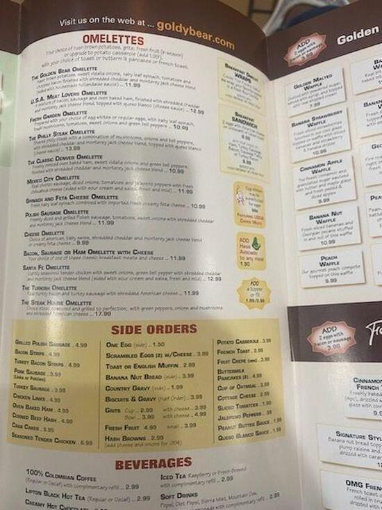 Menu at Golden Bear Pancake & Crepery Restaurant, Lansing