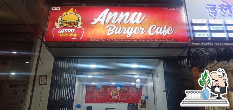 Menu at Anna Burger cafe, Pune