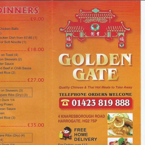 Menu at Golden Gate fast food, Harrogate