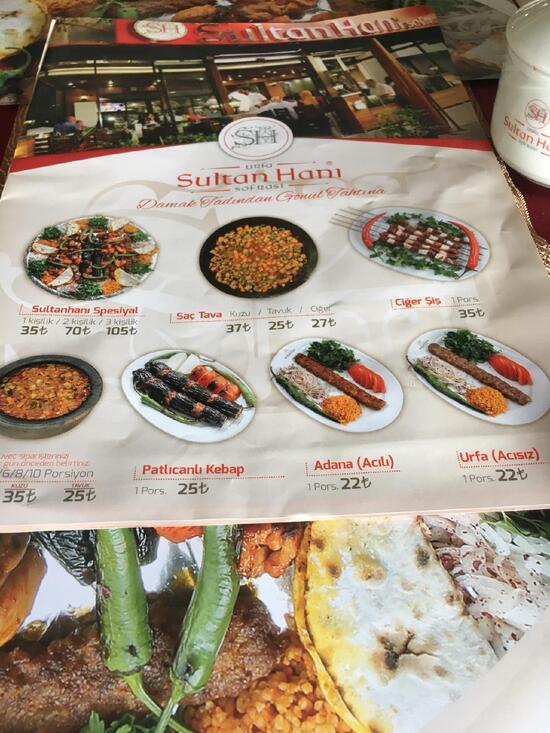 Menu at Şehr-i Sultan Sofrası, Bursa