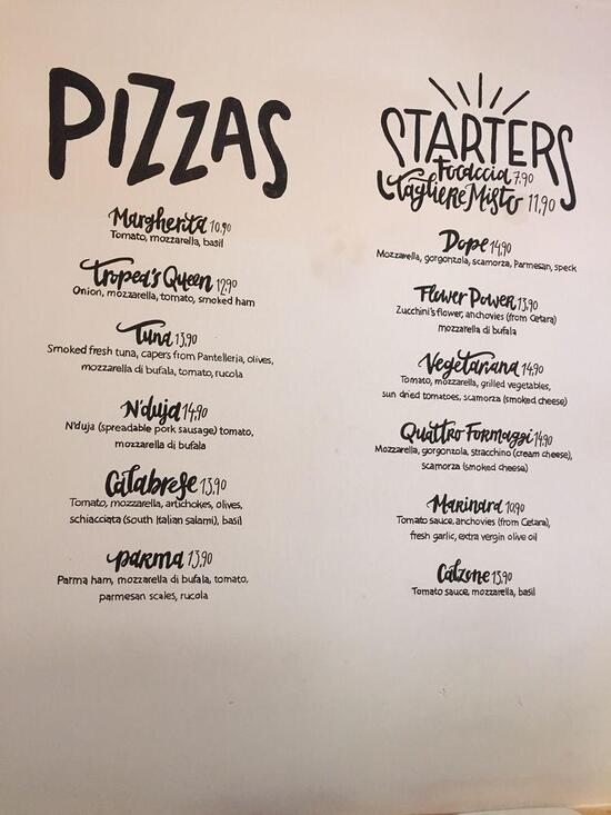 Menu at PIZZERIA DOPE, Amsterdam