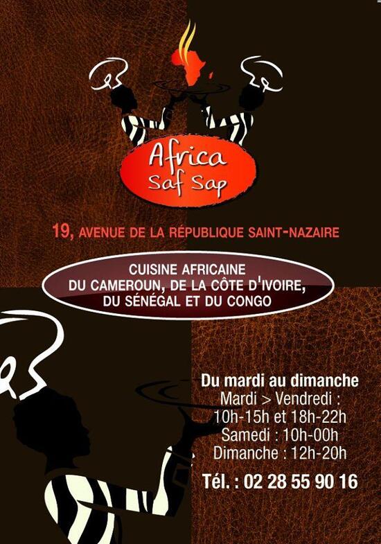 Menu at Africa Saf-Sap restaurant, Saint-Nazaire