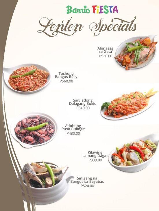 Menu at Barrio Fiesta SM North, Quezon City, SM City North EDSA