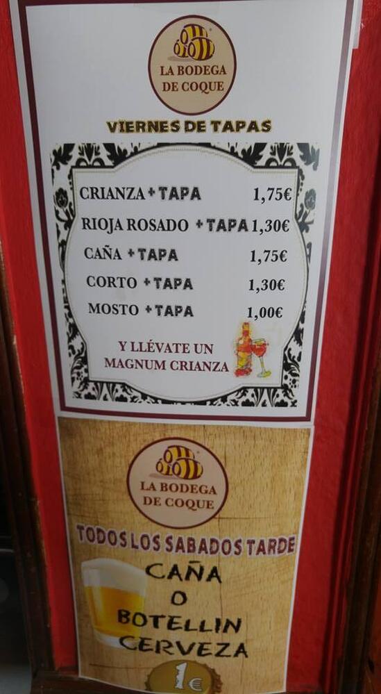 Menu at La Bodega De Coque pub & bar, Villarcayo