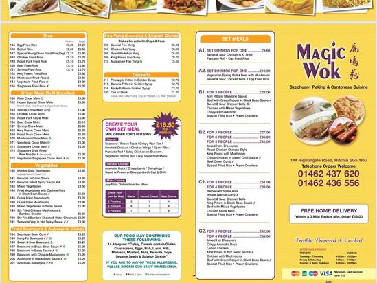 Menu at Magic Wok fast food, Hitchin