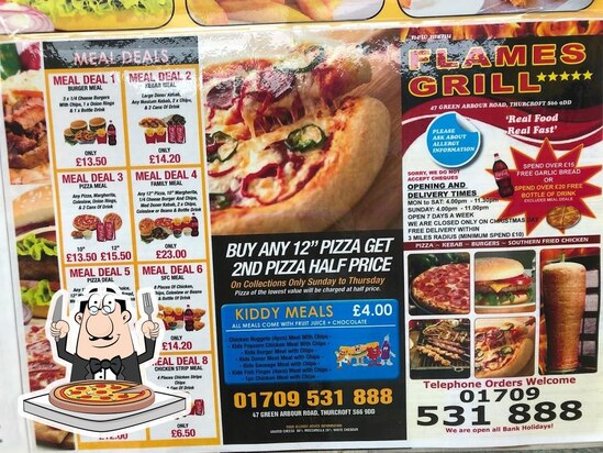 Menu at Flames Grill thurcroft fast food, Rotherham, 47 Green Arbour Rd