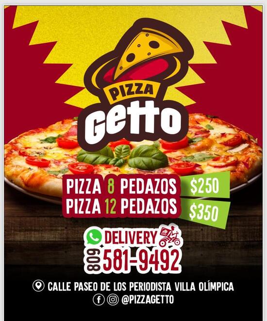 Carta del restaurante Pizza Getto, Santiago De Los Caballeros