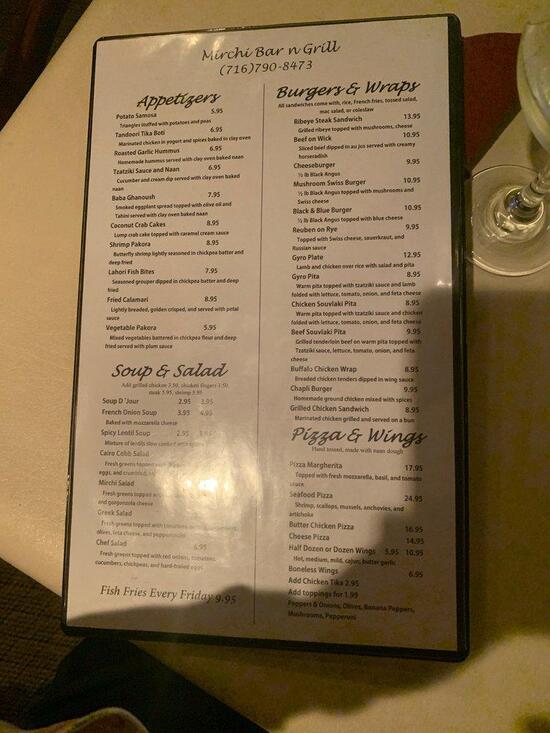 Menu at Mirchi Bar n Grill, Olean
