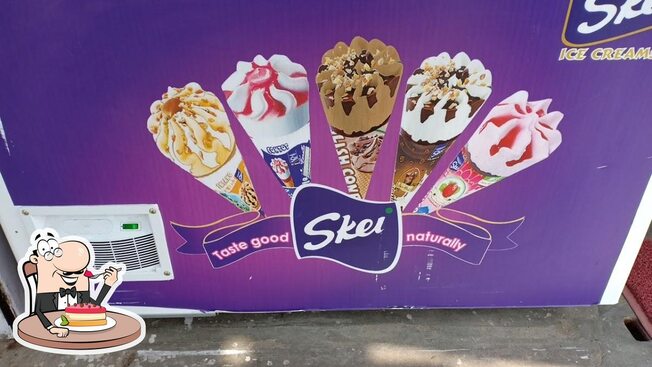 Menu at Skei ice cream depot, India