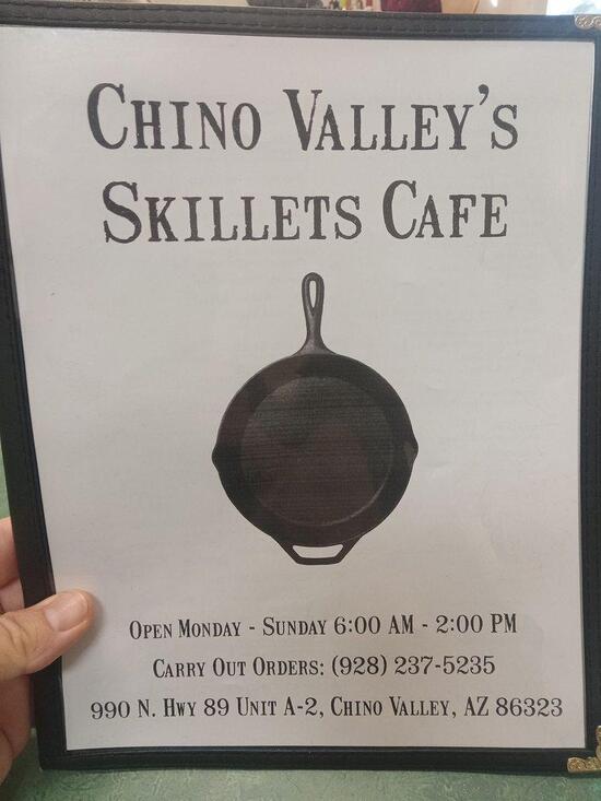 Menu at Skillets Cafe, Chino Valley, 990 AZ-89