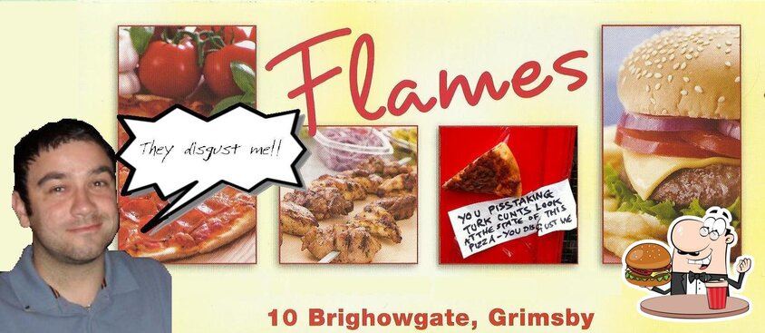 Menu at Flames fast food, Grimsby