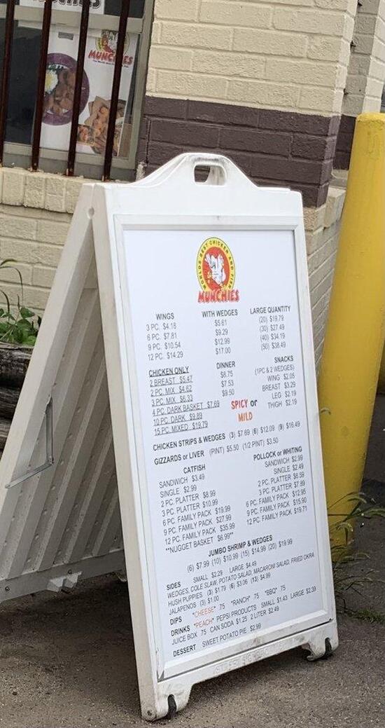 Menu at Munchies restaurant, Lansing, S Martin Luther King Jr Blvd