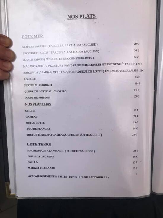 Menu at Aqui Mail restaurant, Agde