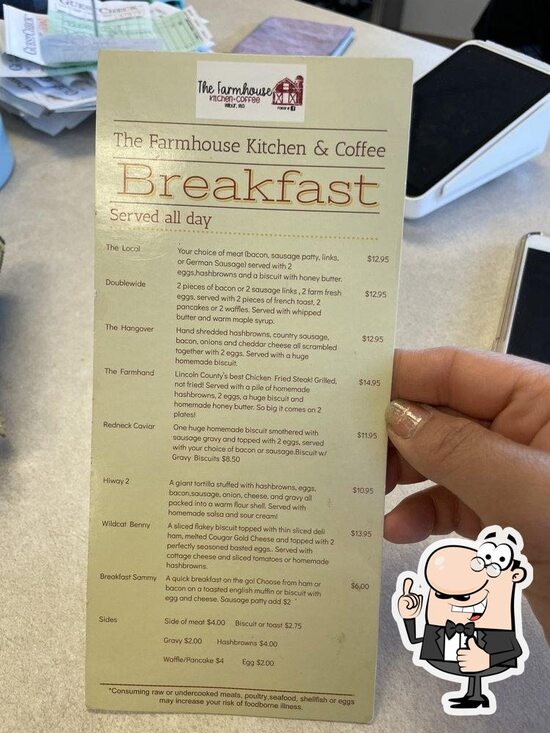 Menu at J&A Cafe (formerly Farmhouse coffee), Wilbur