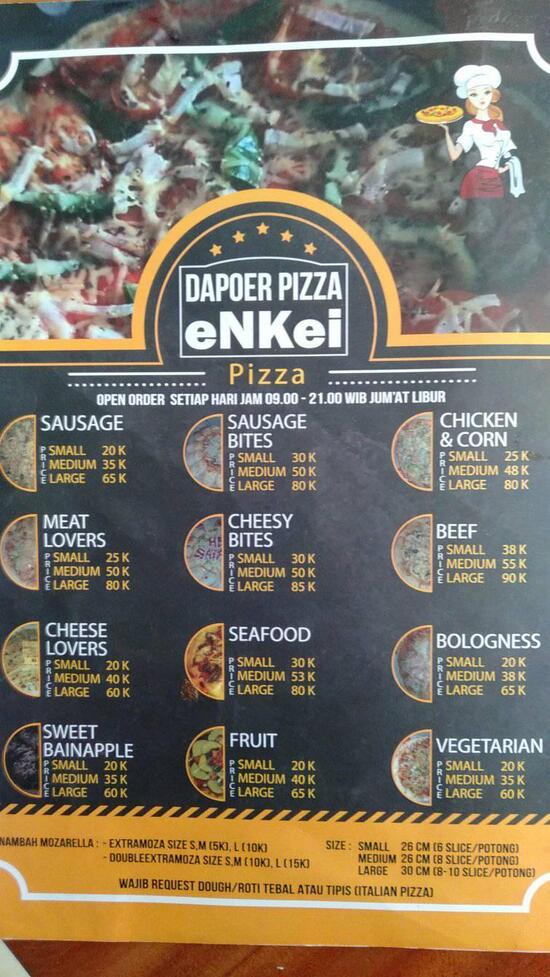 Menu at Kedai PIZZA Dapoer eNKei cafe, Batukaras
