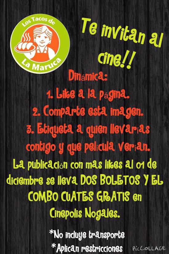 Carta del restaurante Los Tacos De La Maruca, Magdalena del Kino