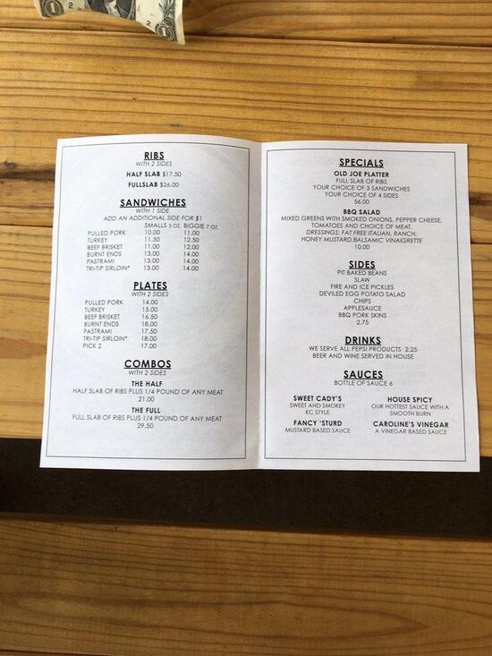 Menu at The Notorious P.I.G. BBQ, Missoula, Old U.S. 93