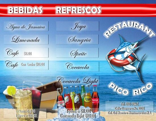 Menu at PICO RICO restaurant, Montemorelos