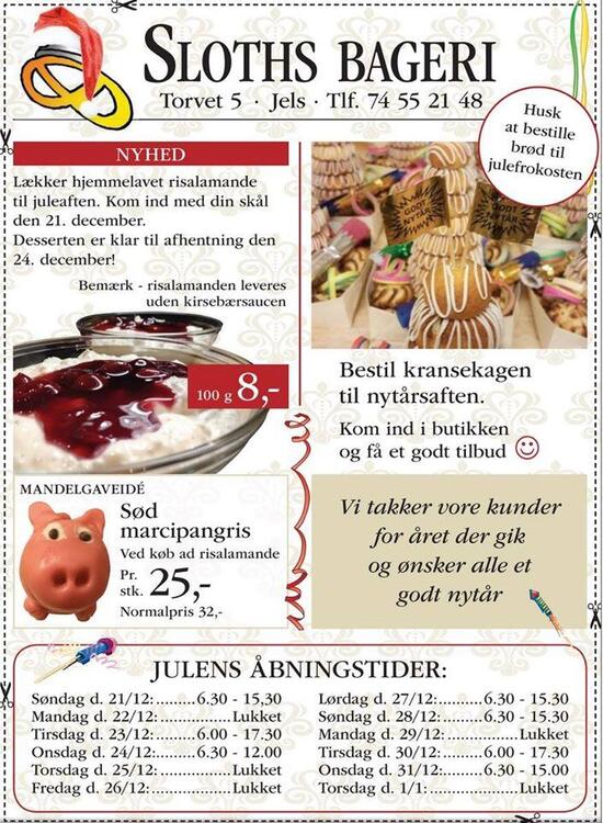 Speisekarte von Jels Bageri, Rødding