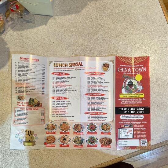 Menu at China Town restaurant, McHenry, N Richmond Rd