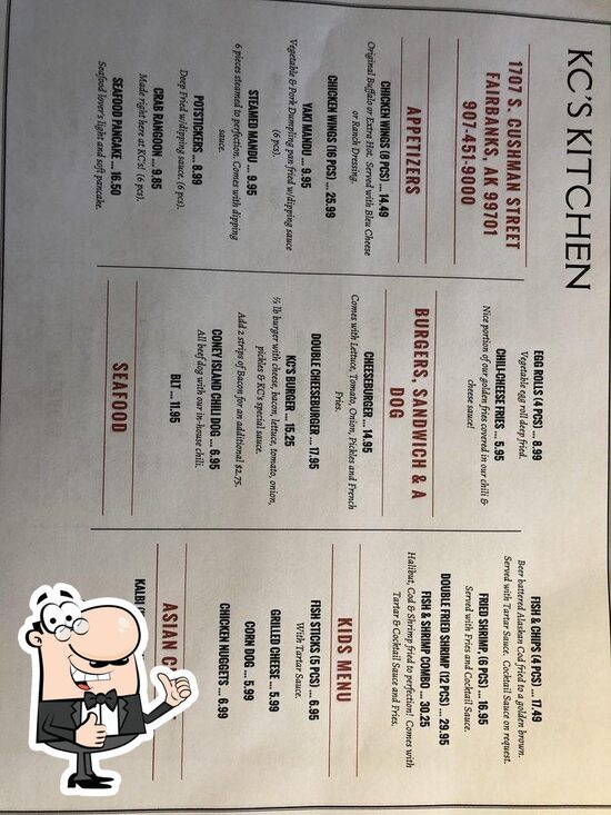 Menu at KC’s Kitchen restaurant, Fairbanks