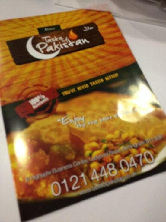 Menu at Taste of Pakistan- Pakistani Restaurant, Birmingham