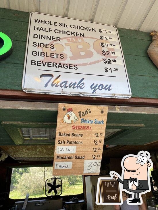Menu at Dan's Chicken Shack restaurant, USA