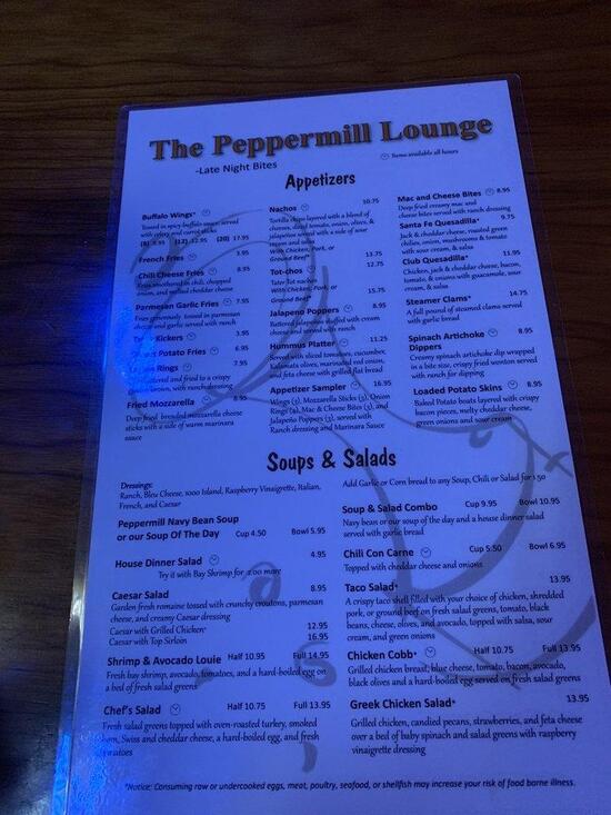 Menu at Peppermill Pub, Aloha