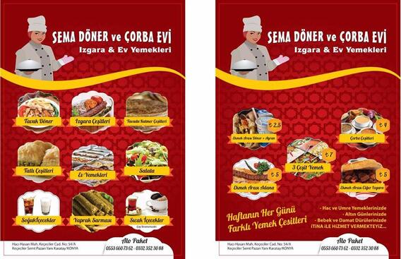 Carta de Sema Döner Ve Çorba Evi, Konya