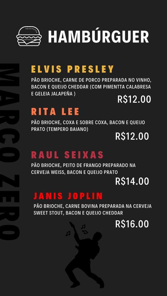 Menu em Marco Zero Burguer Bar, Brasília
