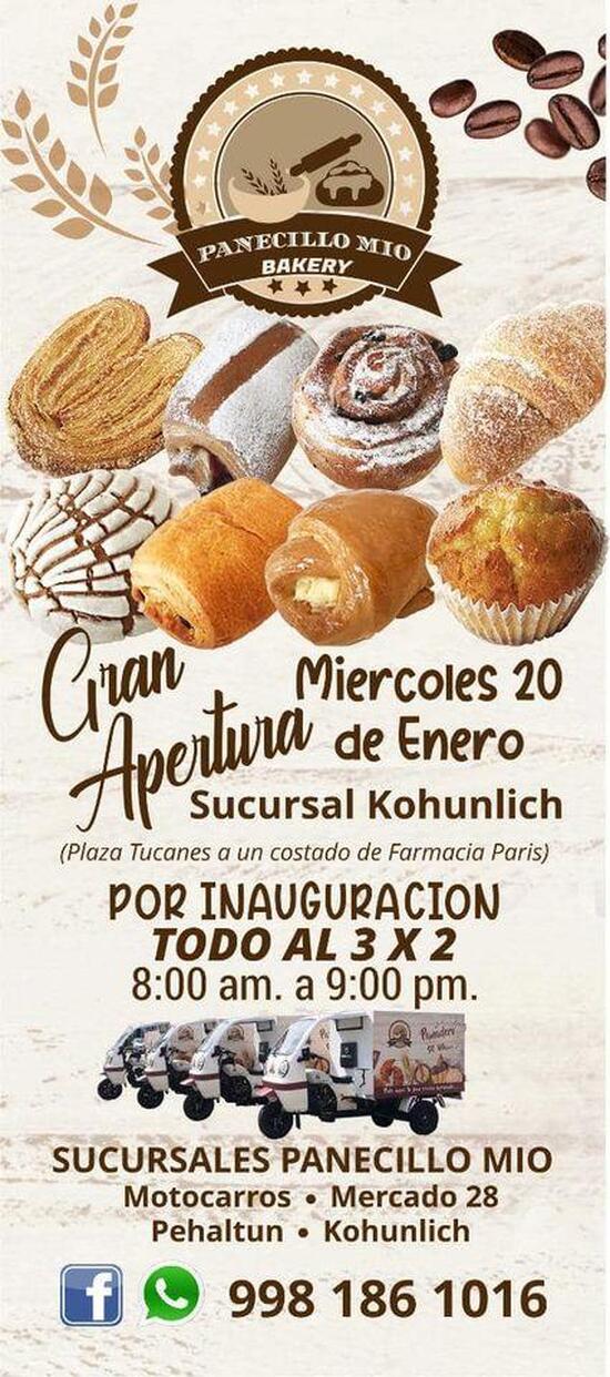 Menu at Panecillo Mio Bakery, Cancún