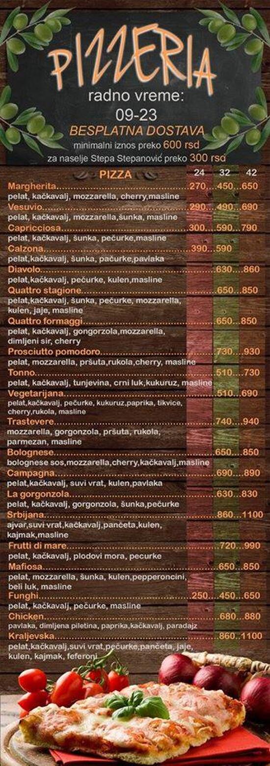 Menu at Pizzeria ART Beograd, Belgrade, Generala Štefanika 51